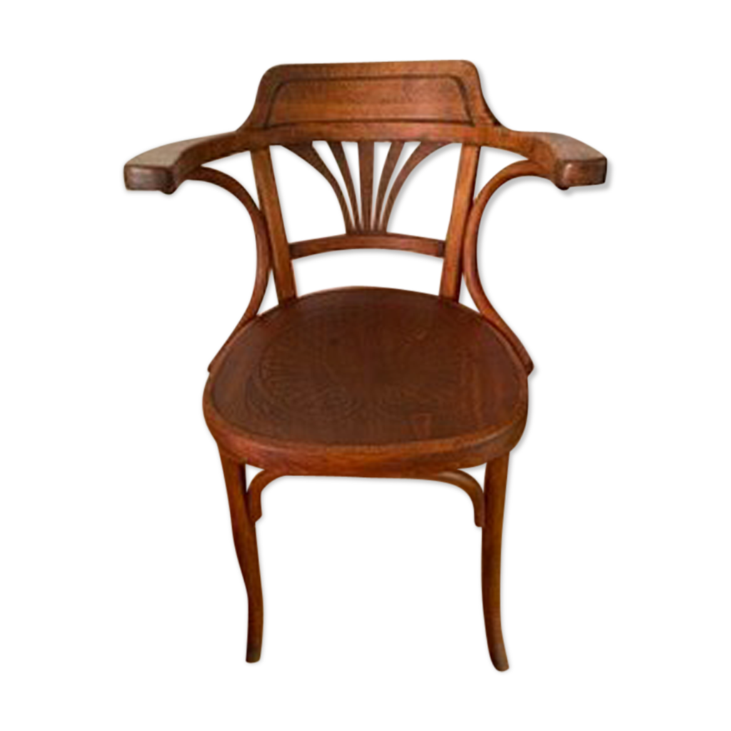 Fauteuil de bureau J&J Kohn circa 1900 estampillé et étiquette | Selency