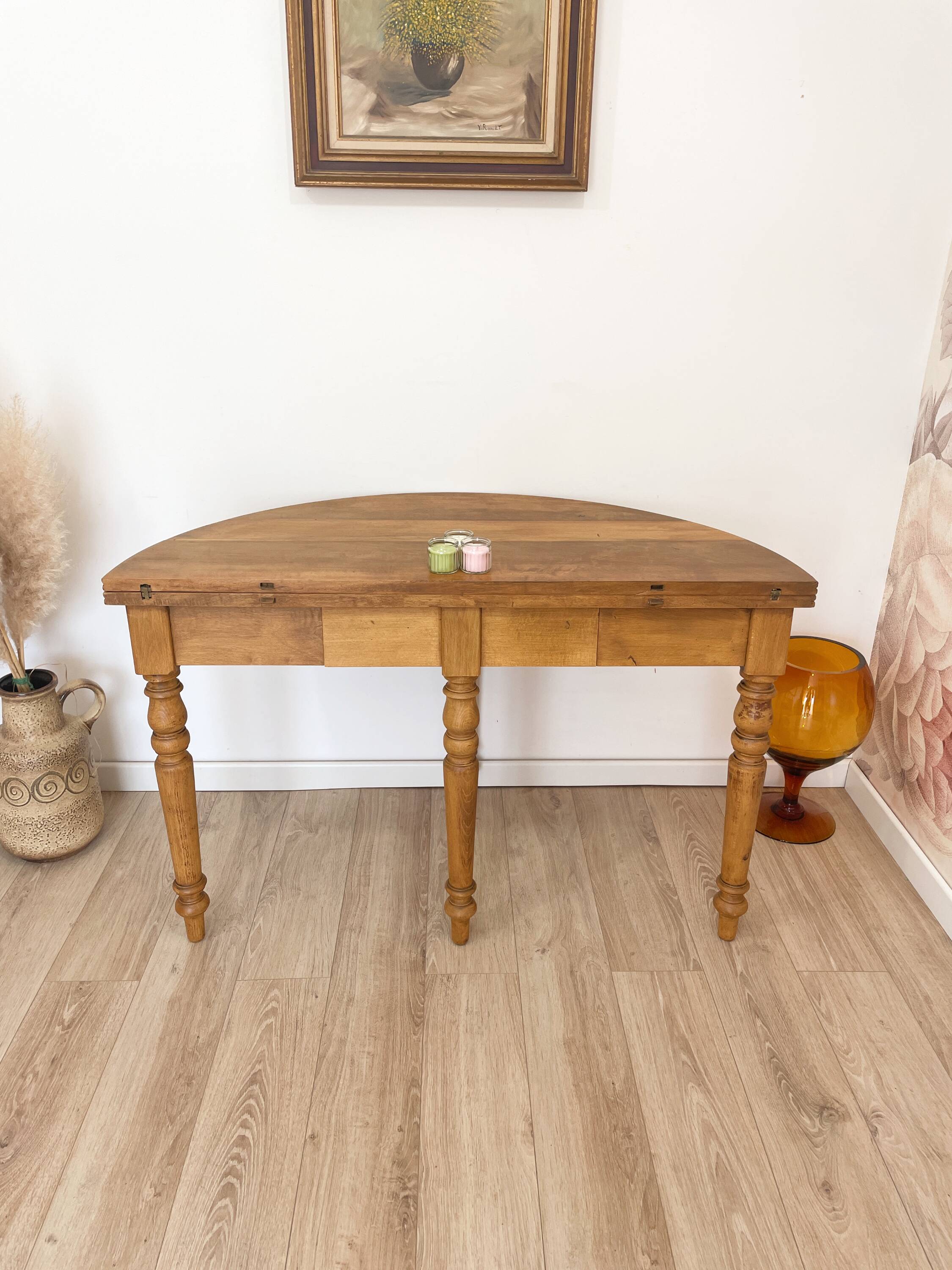 Table console demi-lune transformable en table ronde - XIXe | Selency