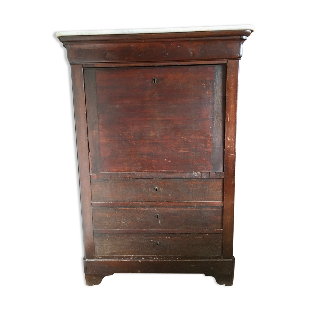 Secrétaire avec tiroir secret et plateau en marbre | Selency