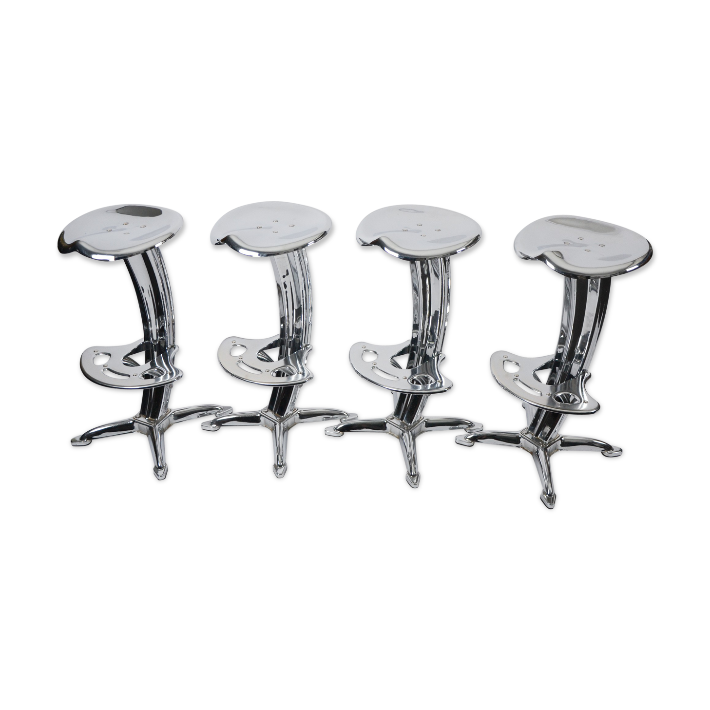 "Lotus" stamped Doulton chrome steel bar stools | Selency