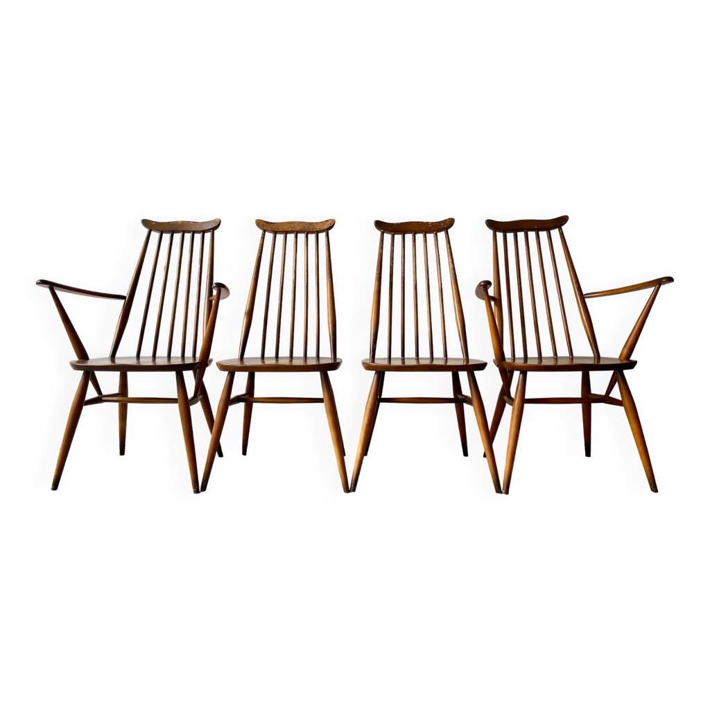 Set de 4 chaises de salle à manger en bois par Ercol | Selency