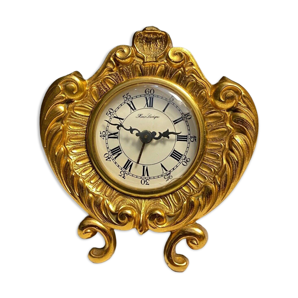 Pendule réveil Lavigne en bronze doré, 1960 france 9346 stc hl | Selency