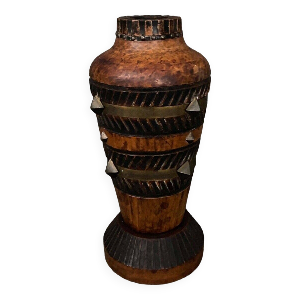 Vase art déco en bois sculpté 1930 par j. perard | Selency