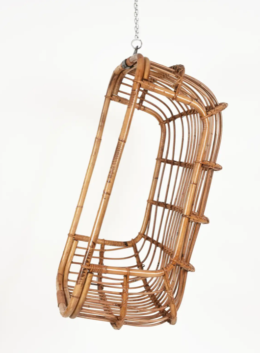 Siège suspendu vintage en bambou et rotin des années 60 | Selency