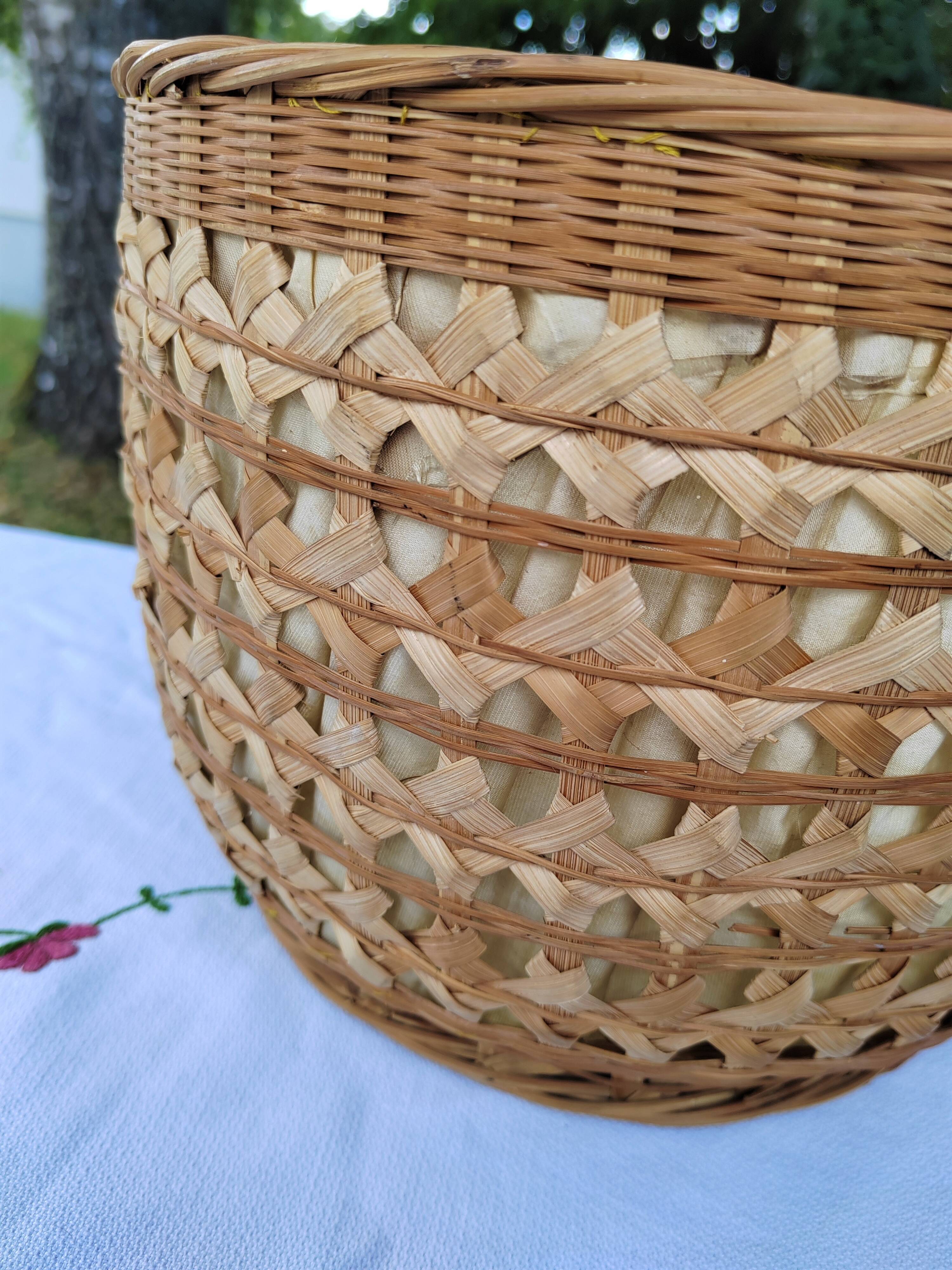 Cache pot en osier/raphia tressé - années 70/80 | Selency