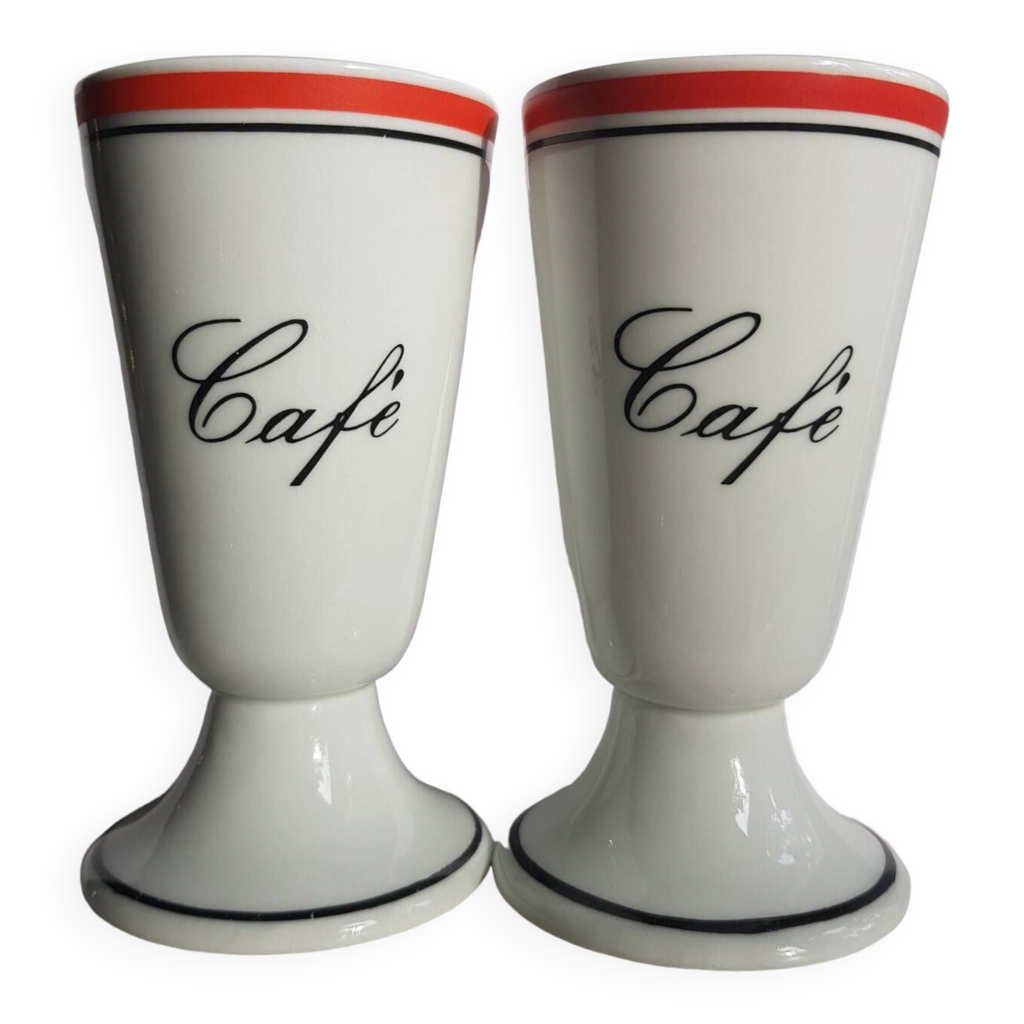 Service de 2 tasses à café sur pied en porcelaine de Limoges mazagrans ...
