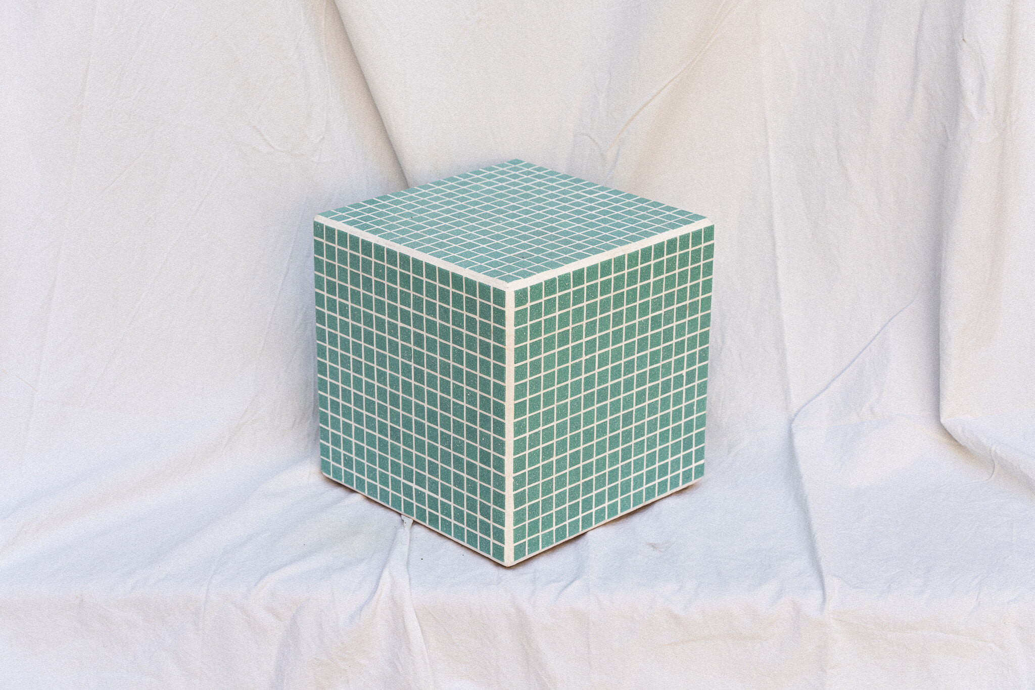 Cube bleu céladon table d'appoint 33x33 cm | Selency