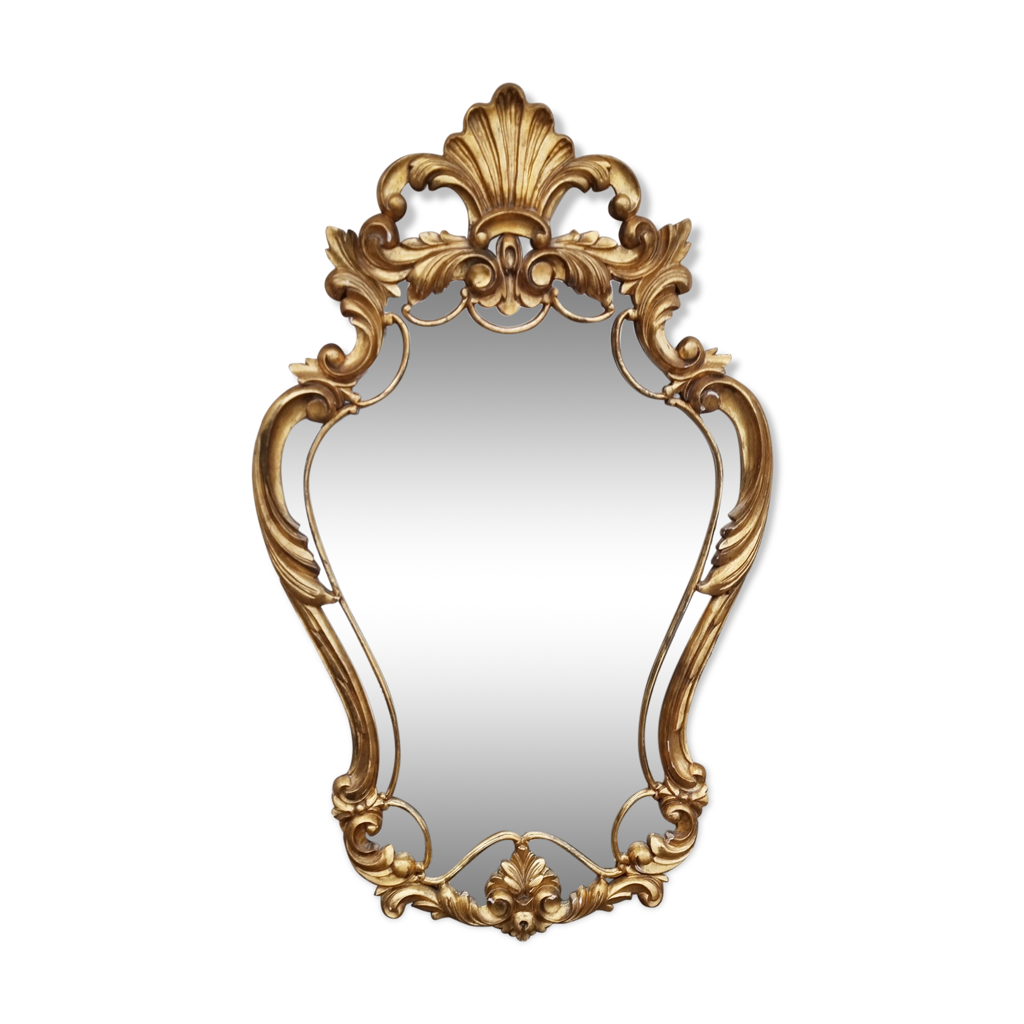 Miroir doré baroque esprit rocaille vintage 56x99cm | Selency