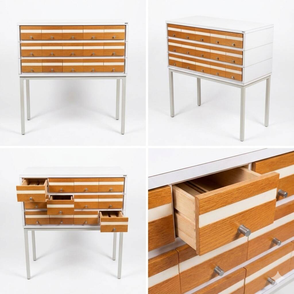 Rare Meuble de Métier / Cartonnier Borgeaud Vintage (Années 60) - Bois ...