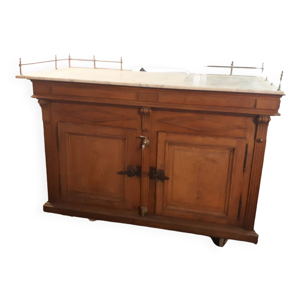 Comptoir bar chene massif plateau marbre | Selency