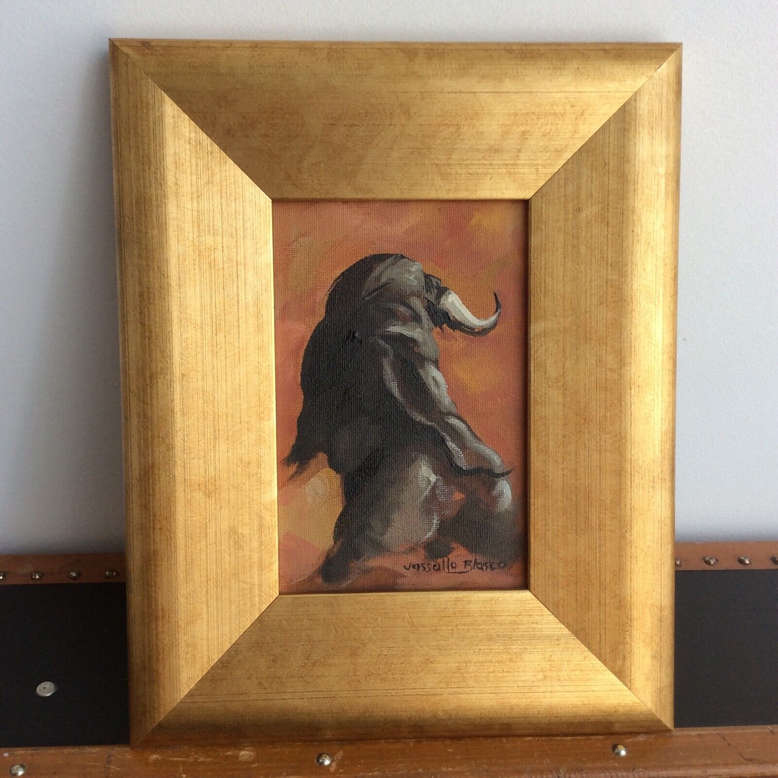 Tableau huile sur toile vassallo blasco taureau de dos tauromachie oil ...
