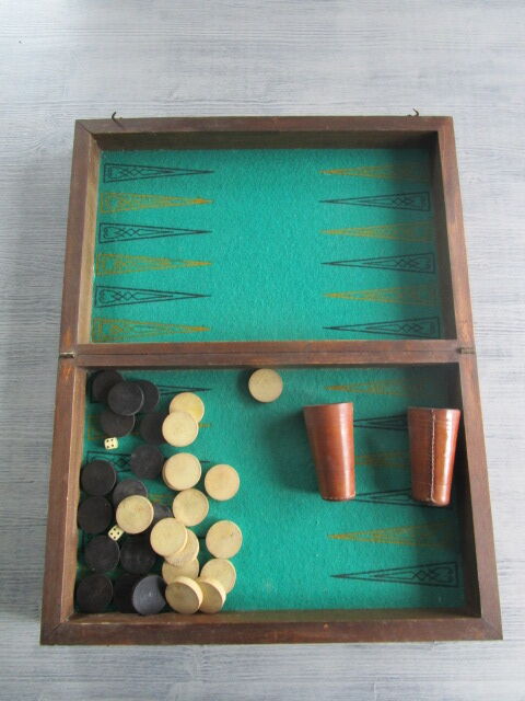 Jeu de jacquet backgammon ancien en bois | Selency