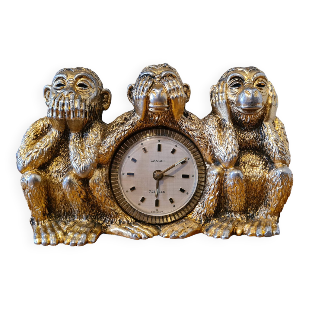 Horloge / réveil vintage lancel modèle "les trois singes de la sagesse ...