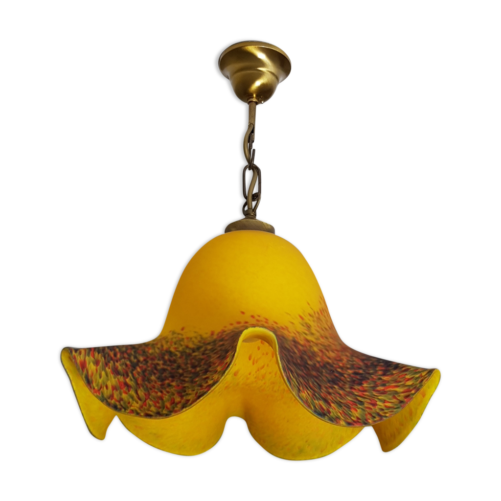 Suspension lustre pate de verre signée Vianne | Selency