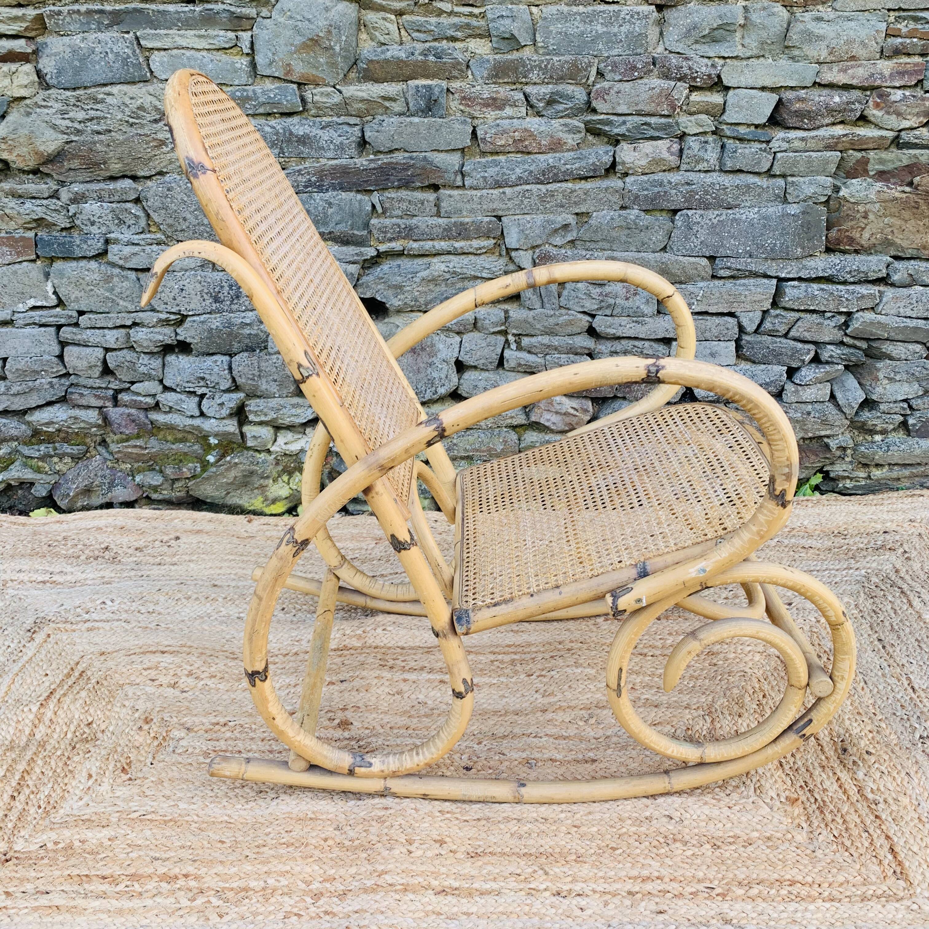 Rocking-chair en rotin modèle adulte | Selency