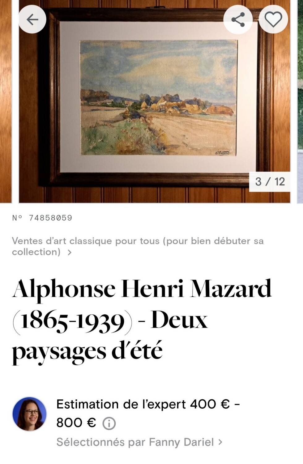 2 aquarelles impressionnistes d'alphonse mazard dans un cadre double ...