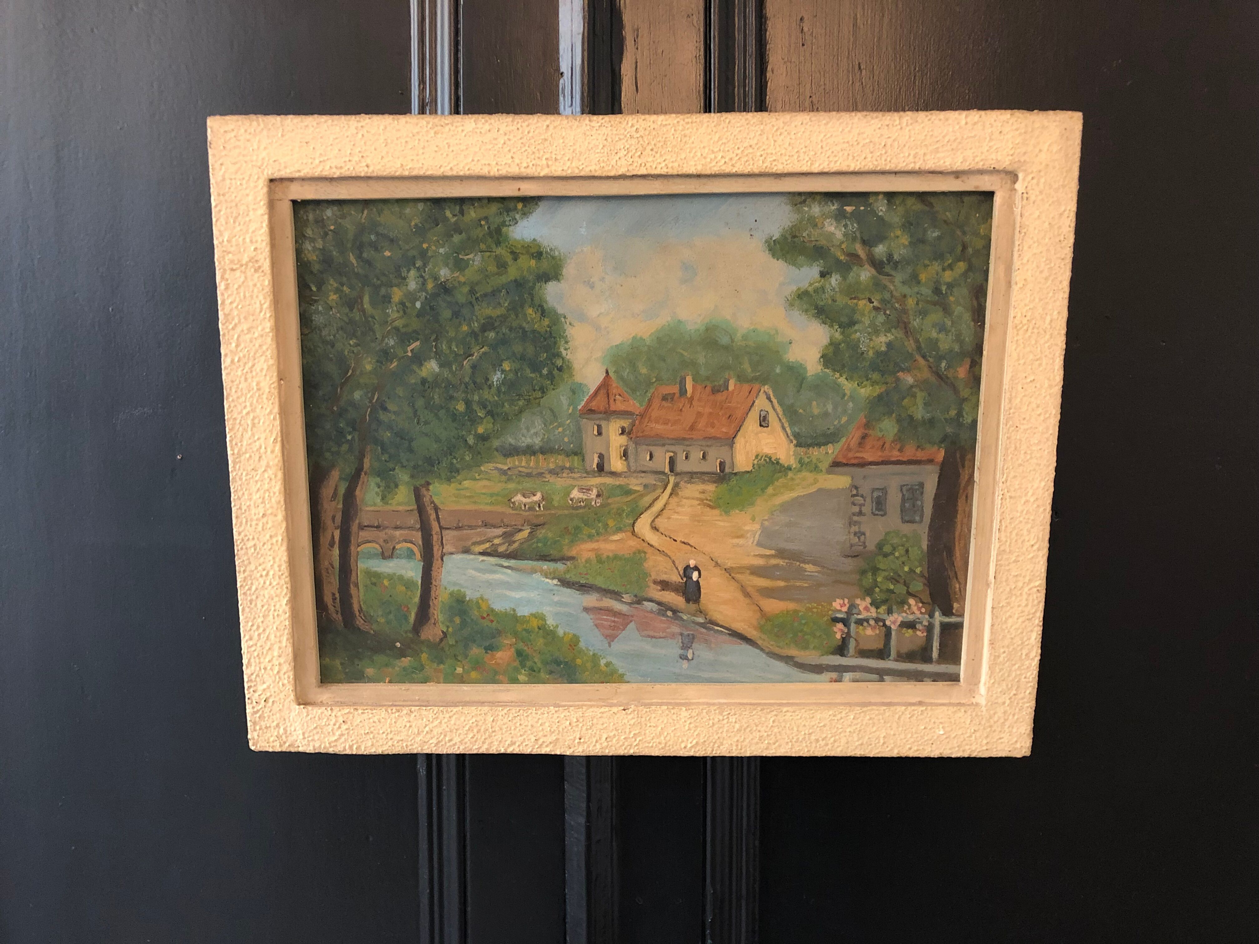 Tableau paysage campagne ferme nature | Selency