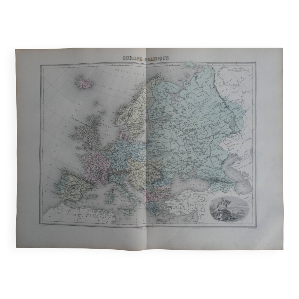 Ancienne carte de l'Europe - 1893 | Selency