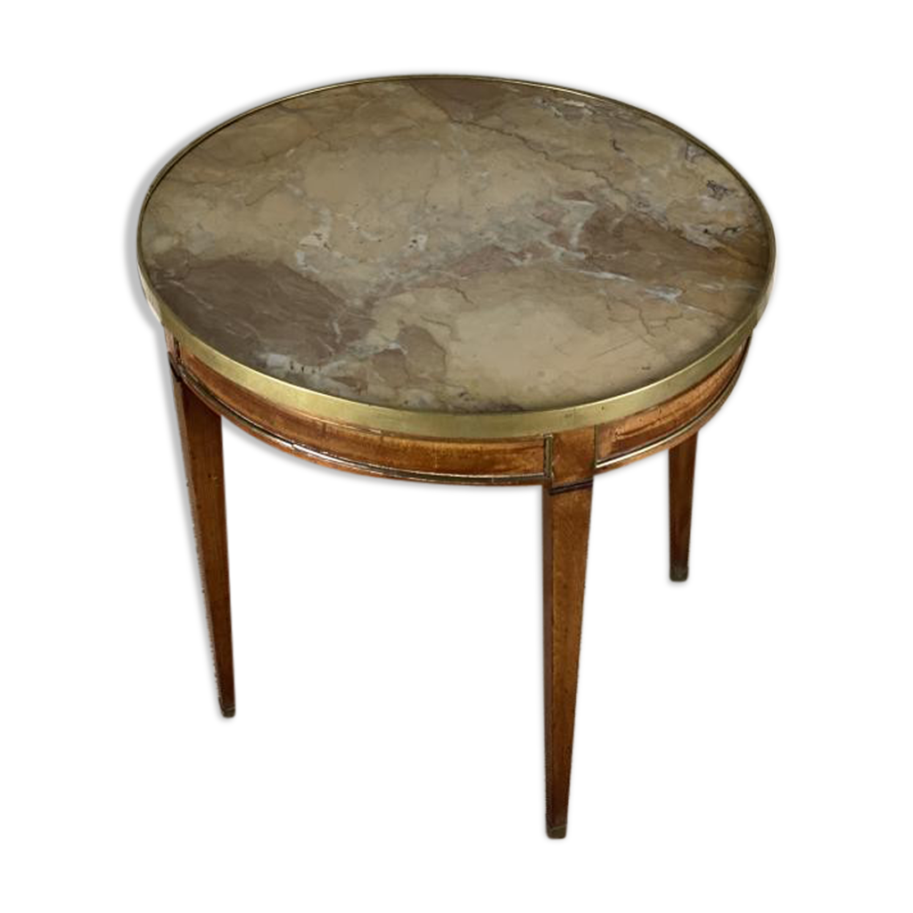 Table en acajou filets de laiton et tablette de marbre de style Louis ...