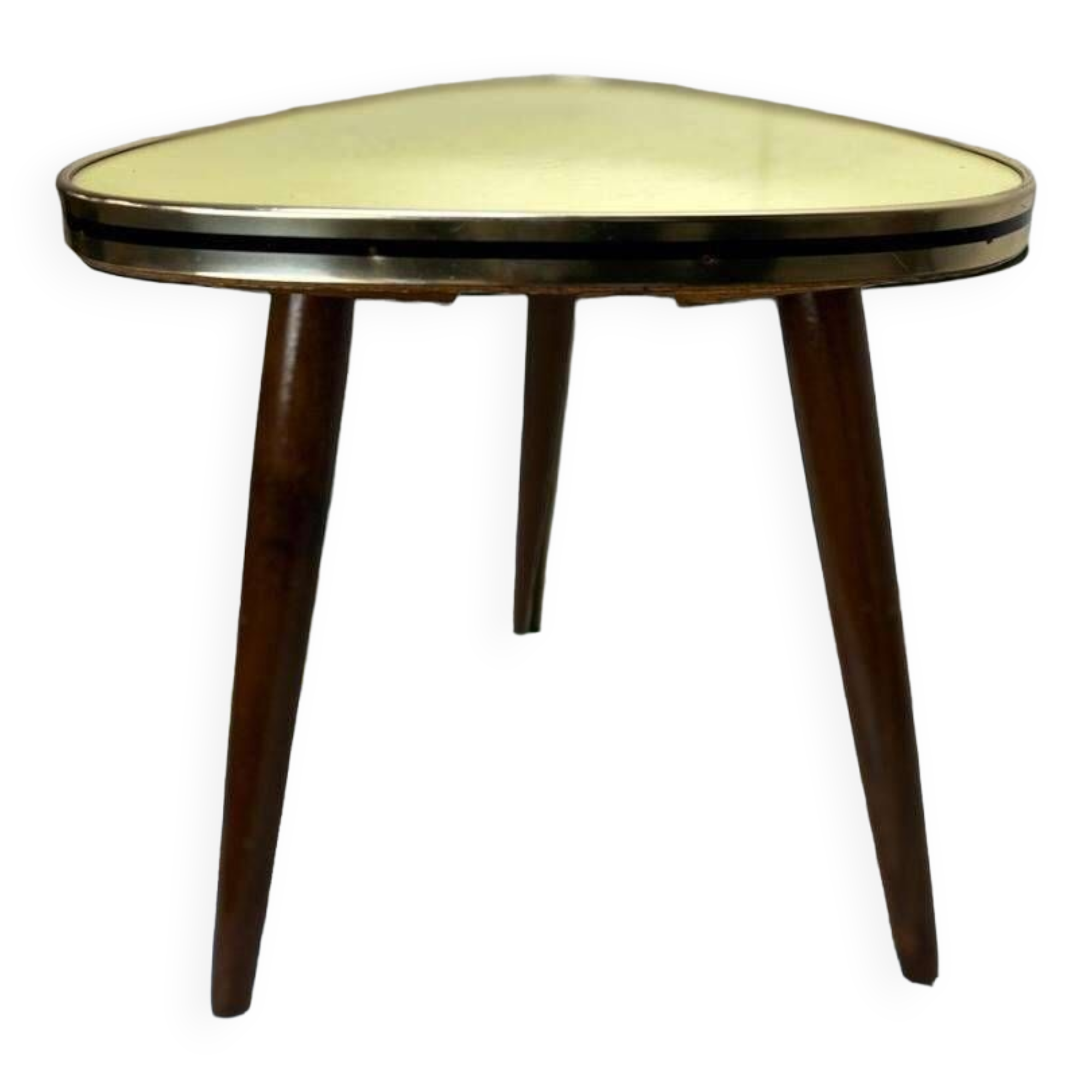Table d'appoint tripode vintage / table végétale en formica jaune | Selency