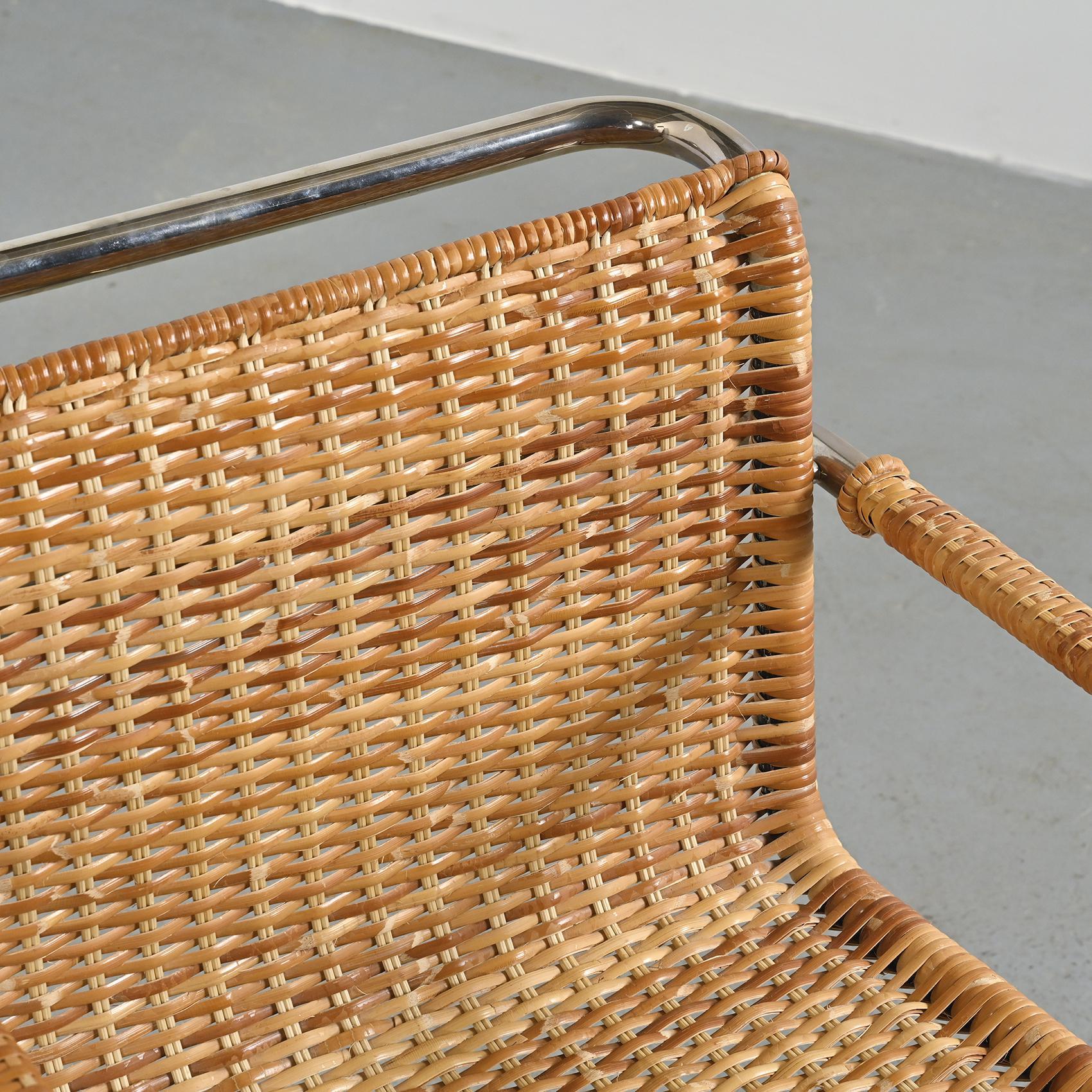 Fauteuil D42 en acier tubulaire et cannage, Tecta, Allemagne, circa 1980 | Selency