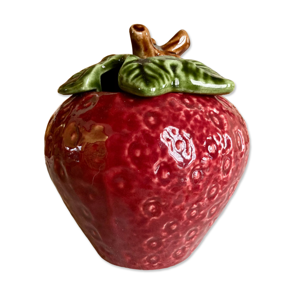 Pot à confiture fraise en barbotine | Selency