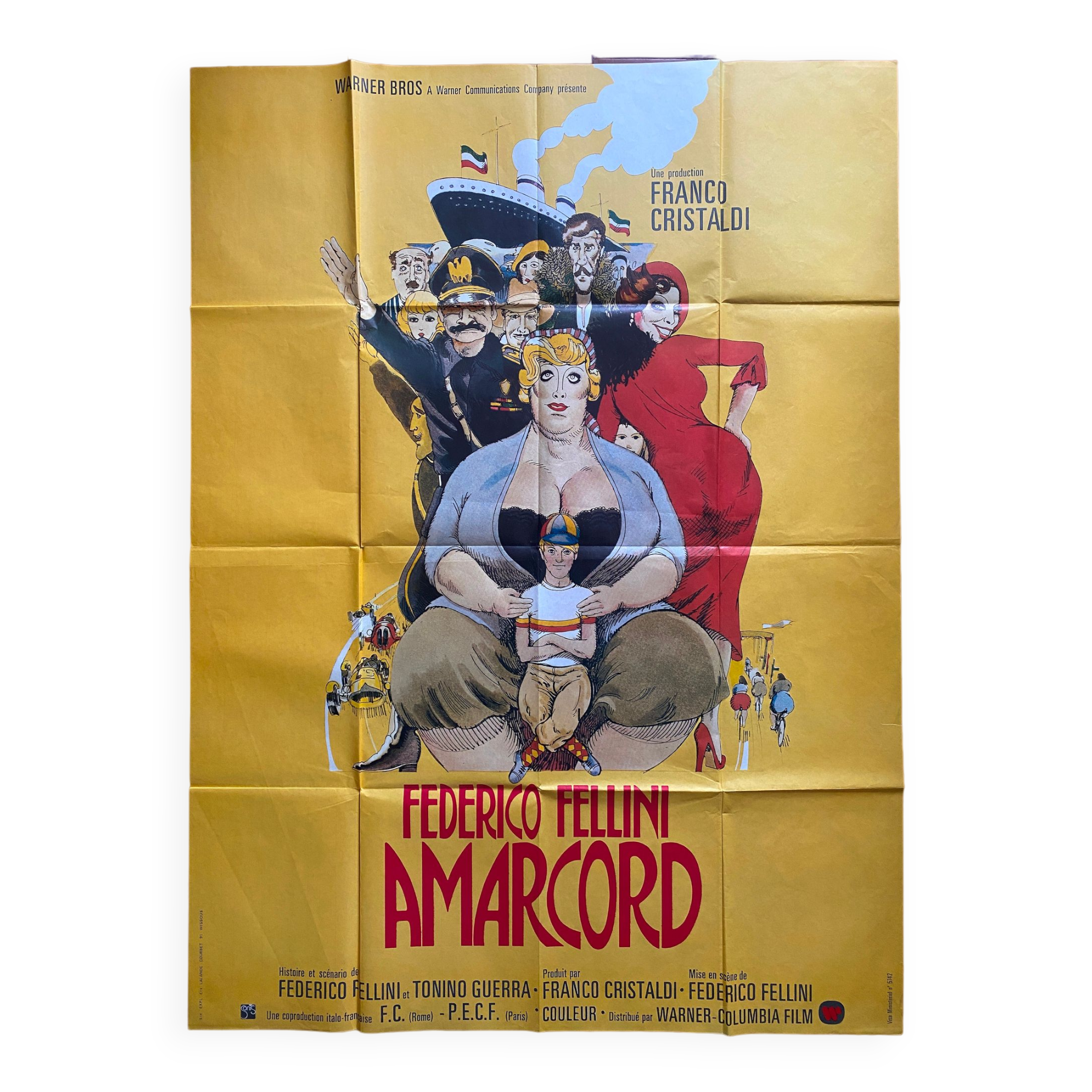 Affiche cinéma originale "Amarcord" Federico Fellini 120x160cm 1973 ...