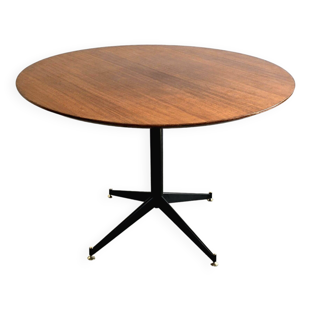 Table ronde vintage en teck, Italie 1950 | Selency