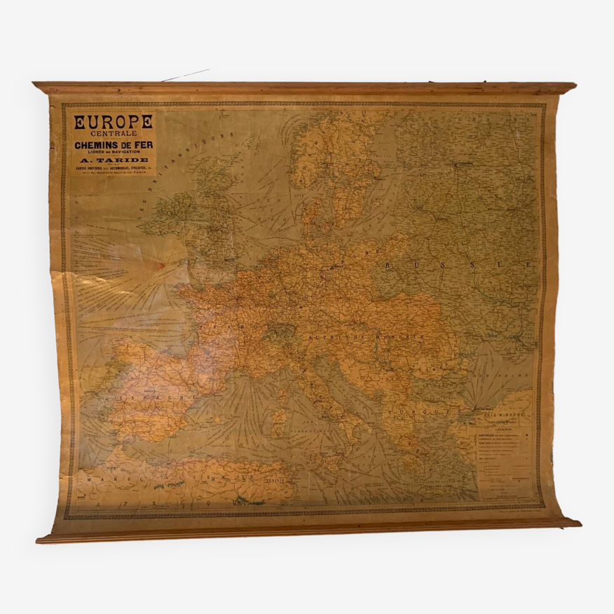 Carte pédagogique ancienne chemin de fer Europe Taride | Selency Carte pédagogique ancienne chemin de fer Europe Taride | Selency