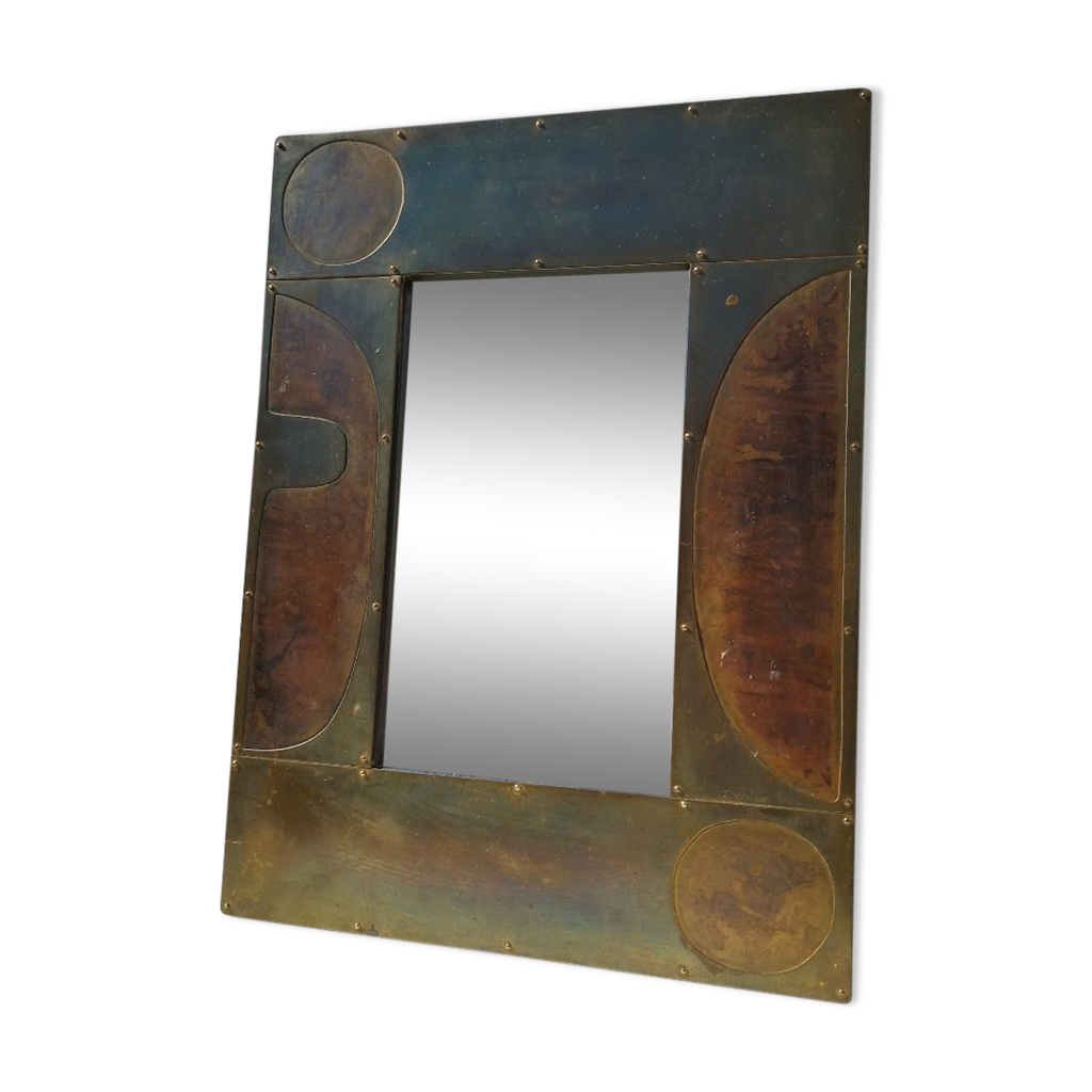 Miroir laiton repoussé Jean Blazy 1960 | Selency