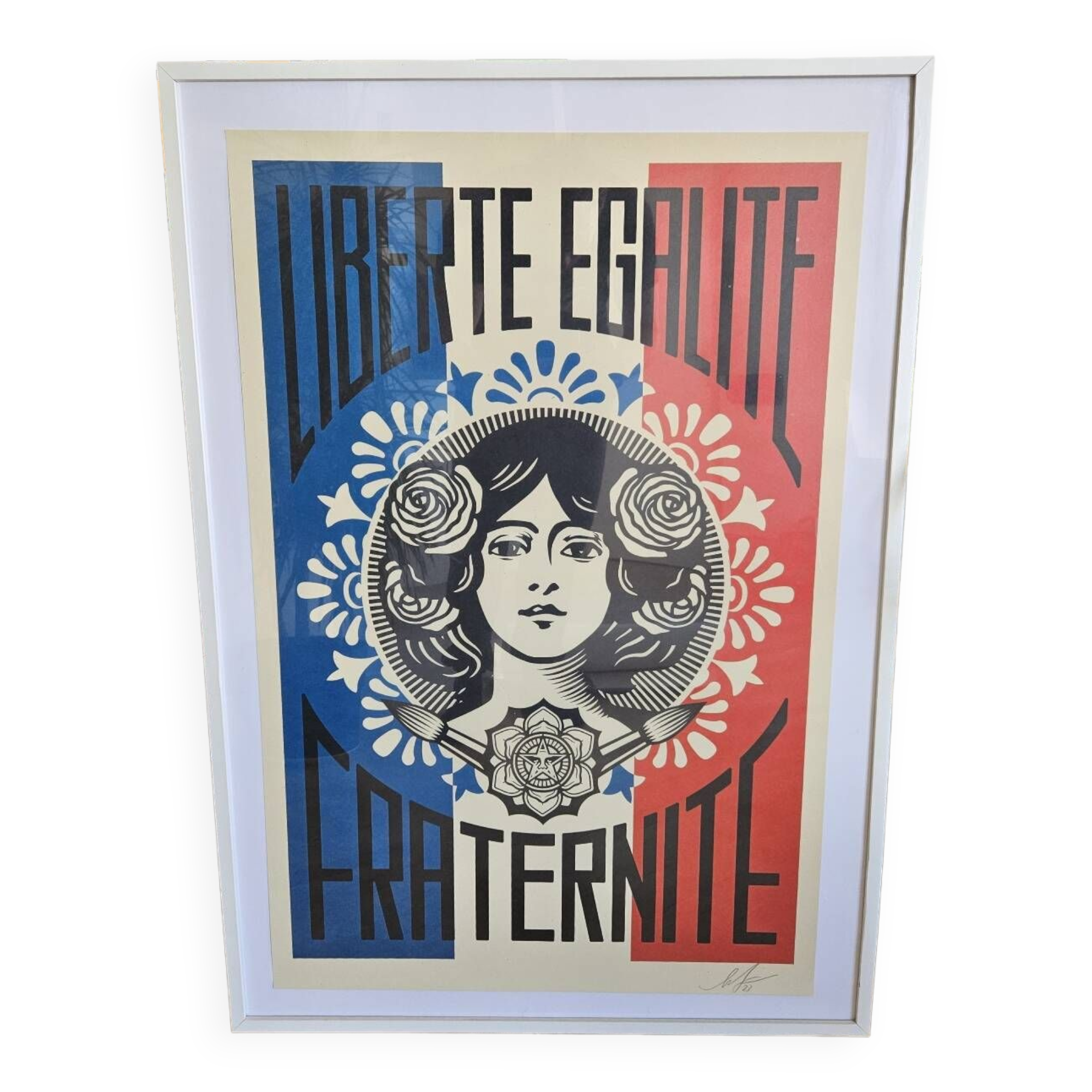 Shepard Fairey (Obey), LIBERTÉ EGALITÉ FRATERNITÉ, daté et signé par l ...