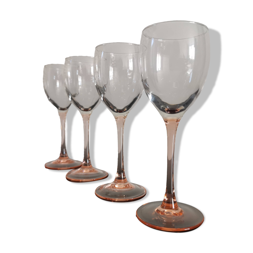 4 verres à vin blanc Luminarc pied rose | Selency