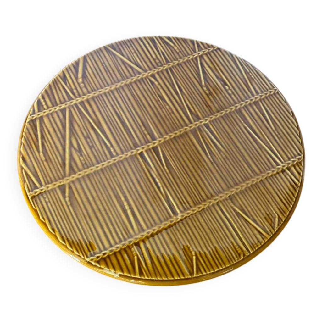 Dessous Plat Ancien GIEN Création VAL D’OR Céramique Décor Paille Fran ...