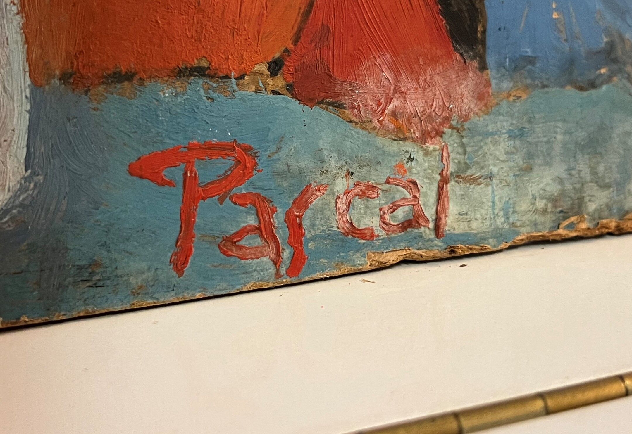 Huile sur panneau: tableau religieux moderniste signé Pascal | Selency