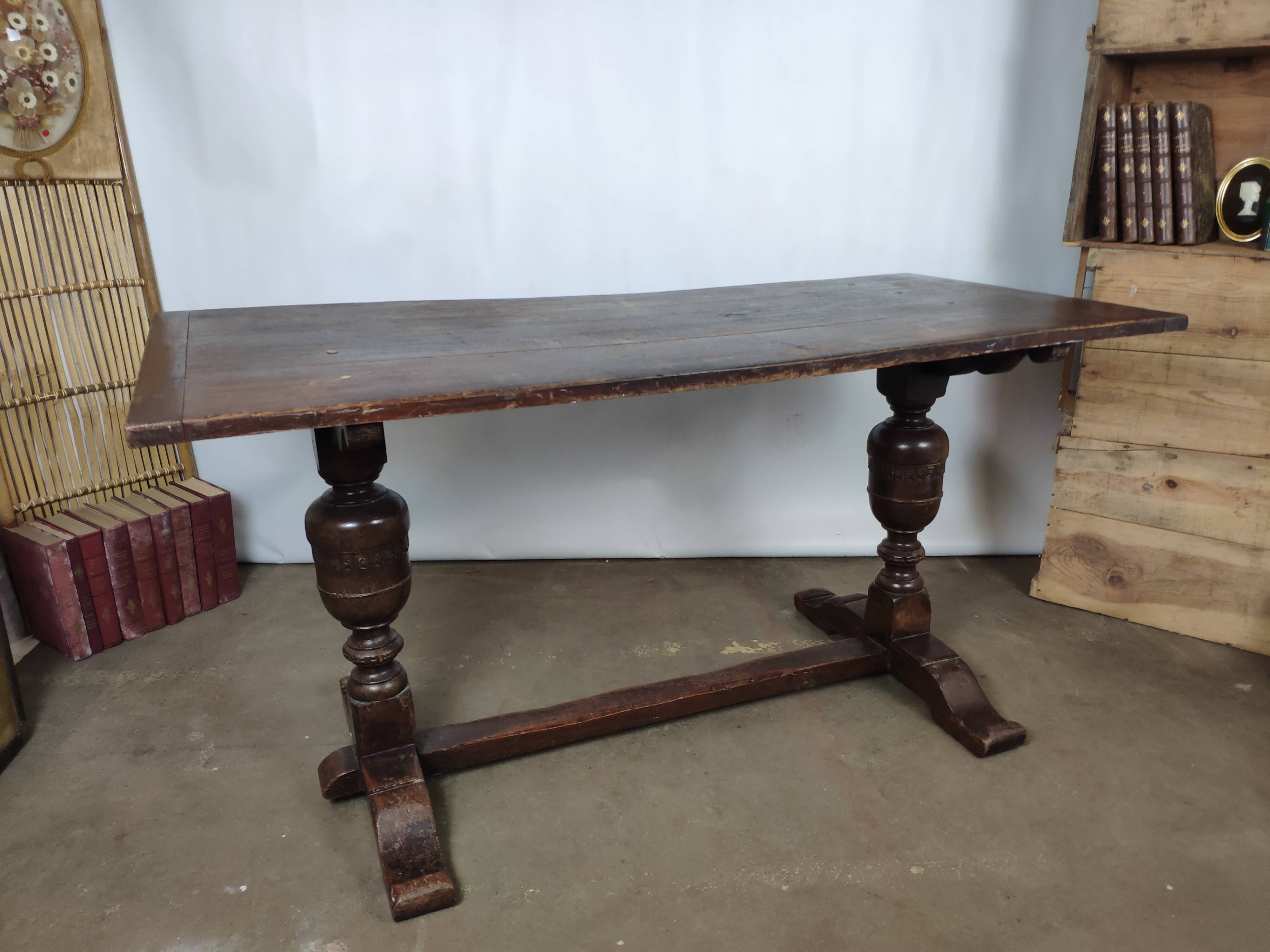 Table Chene Massif Rustique Ancienne