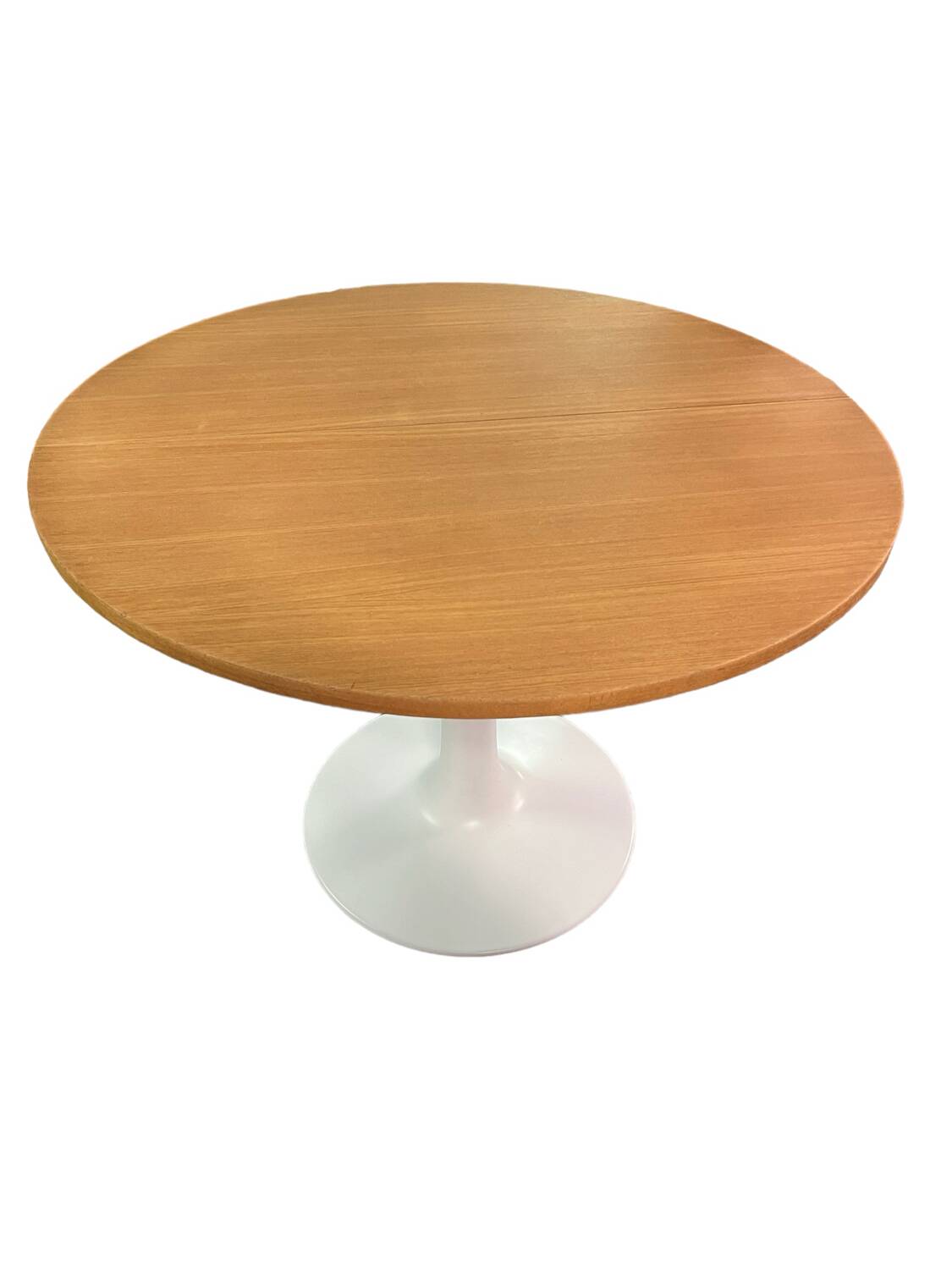 Table ronde à manger JLR pied tulipe plateau bois avec rallonge | Selency