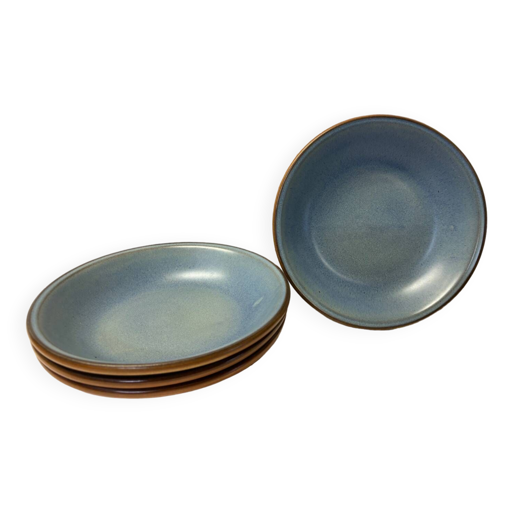 Ensemble de 4 assiettes en grès bleu | Selency