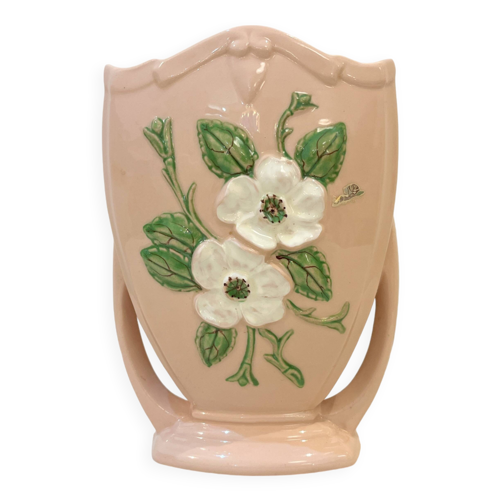 Grand vase Art Nouveau vintage Hull Art Pottery USA en faïence rose et ...