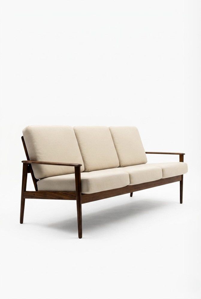 Canapé scandinave 3 places par Grete Jalk pour Poul Jeppesen, 1960 ...