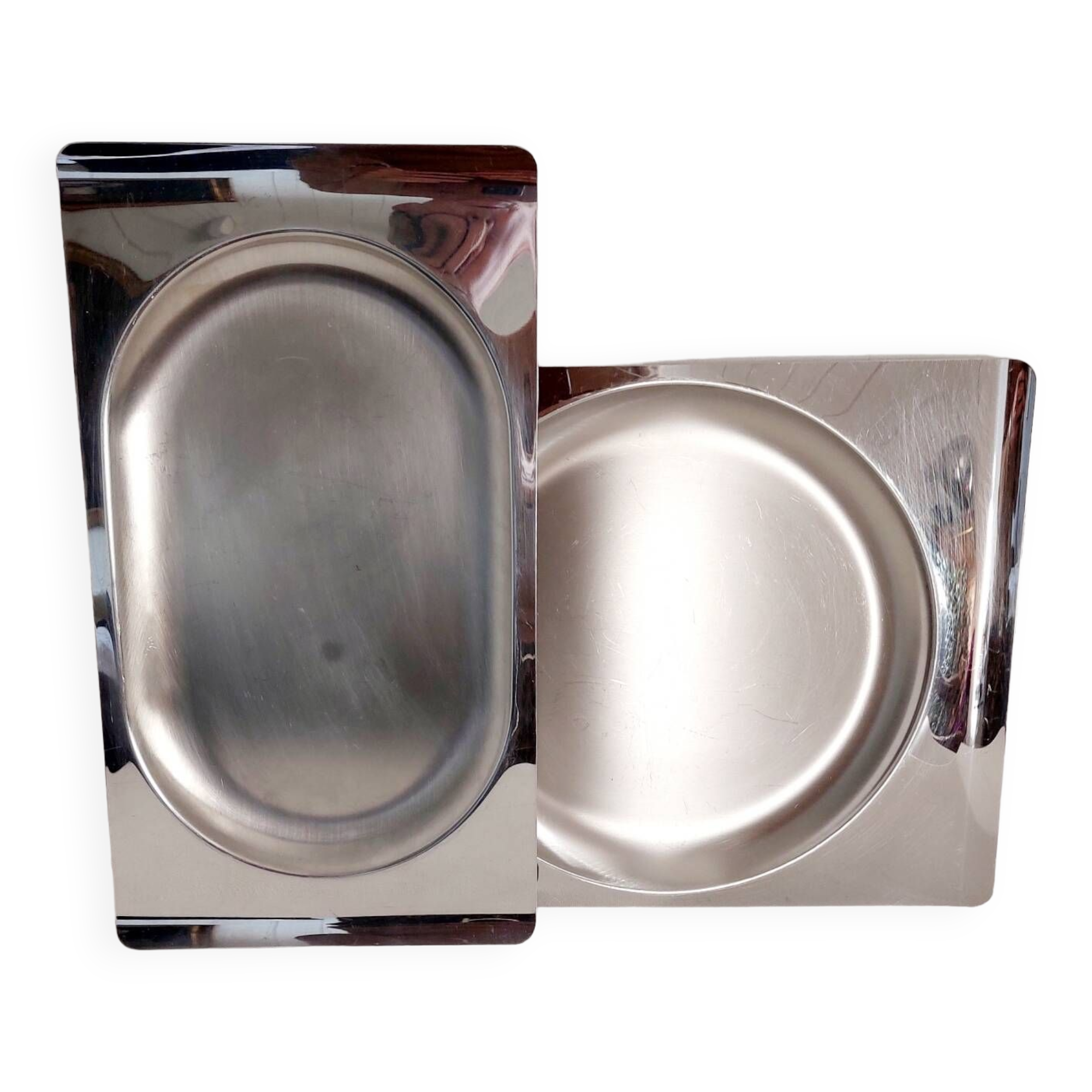 Paire de plats inox design | Selency