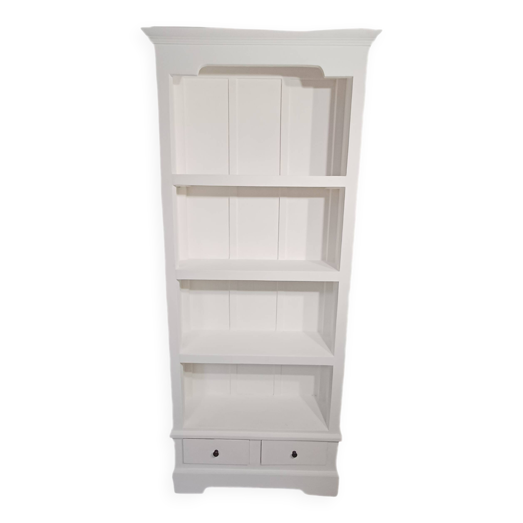 Meuble anglais bibliothèque bois massif blanc | Selency