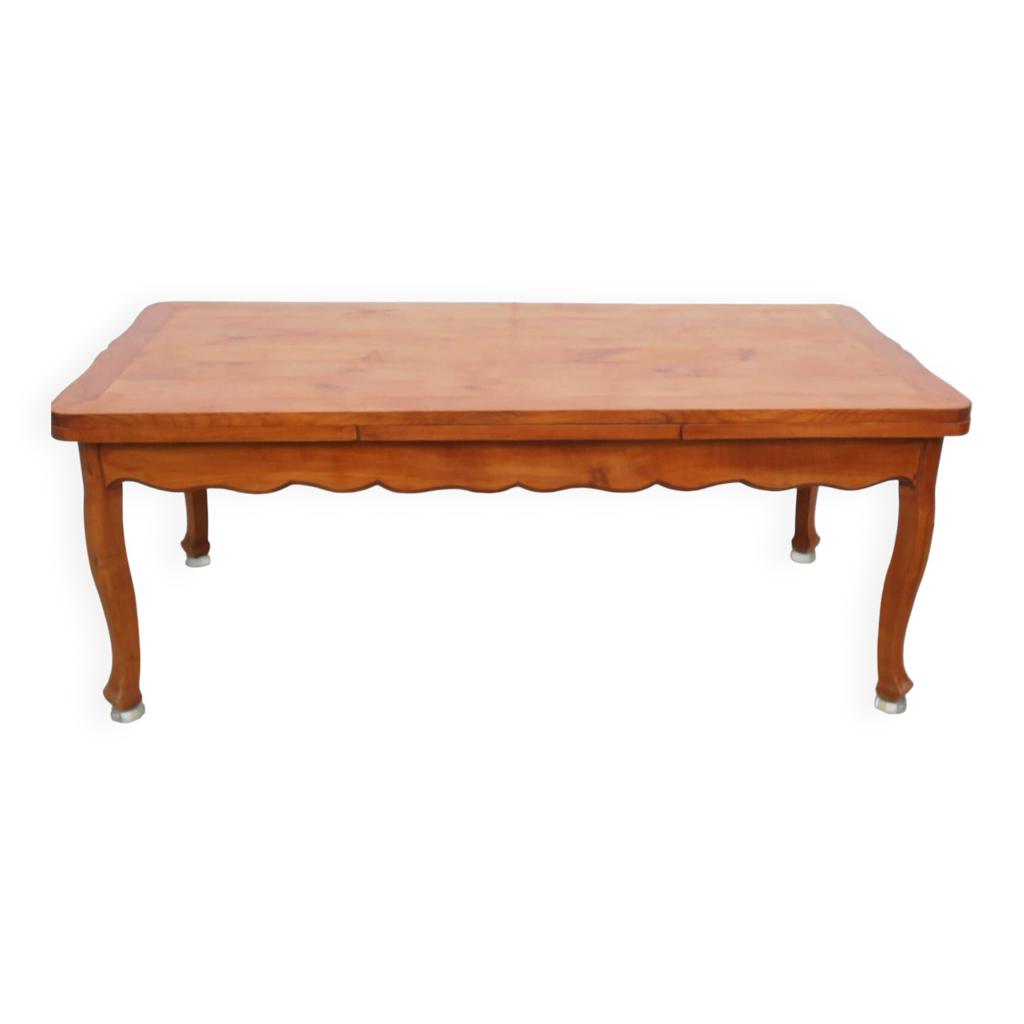 Grande table en merisier massif avec 2 rallonges intégrées | Selency