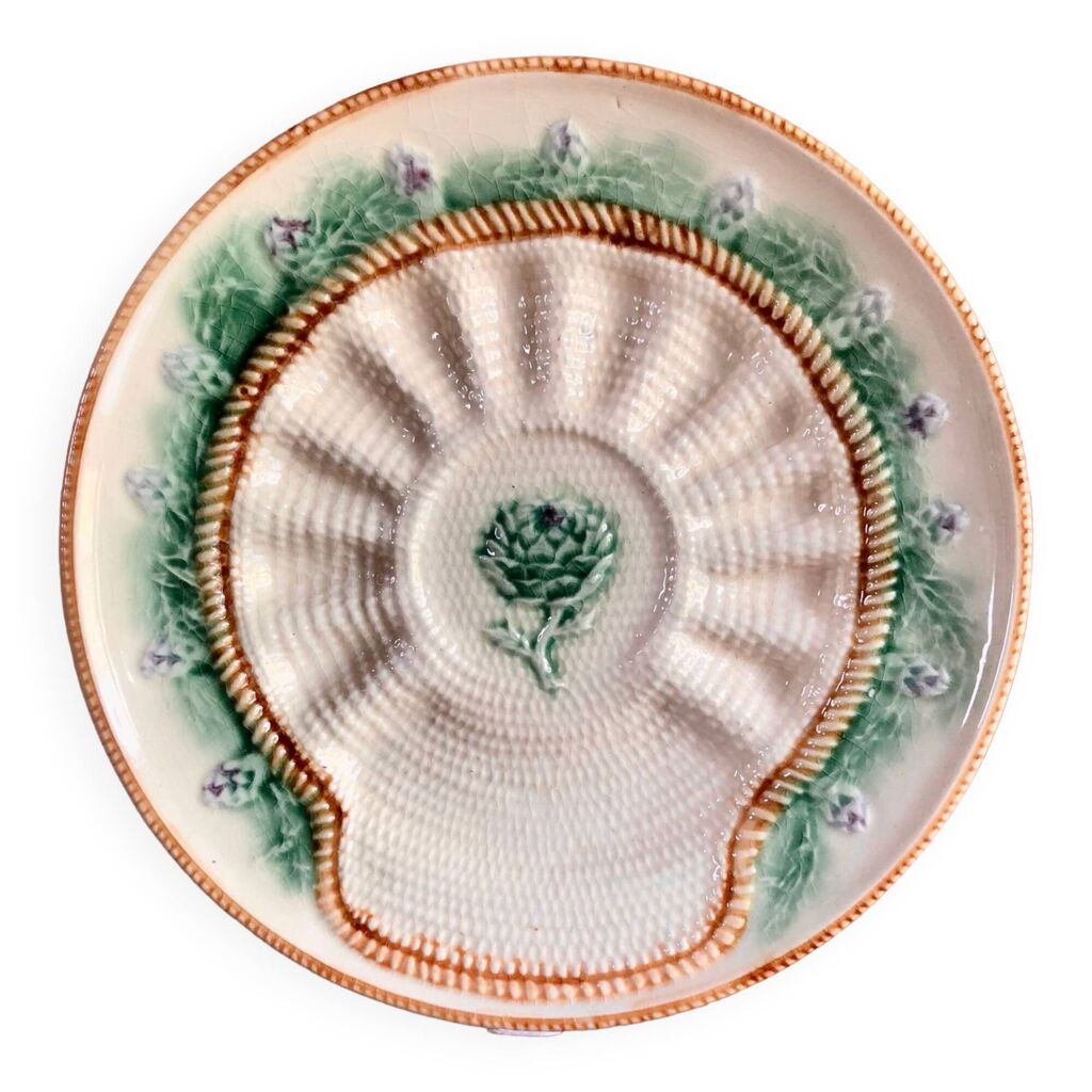Assiette plate en barbotine Longchamp | Selency
