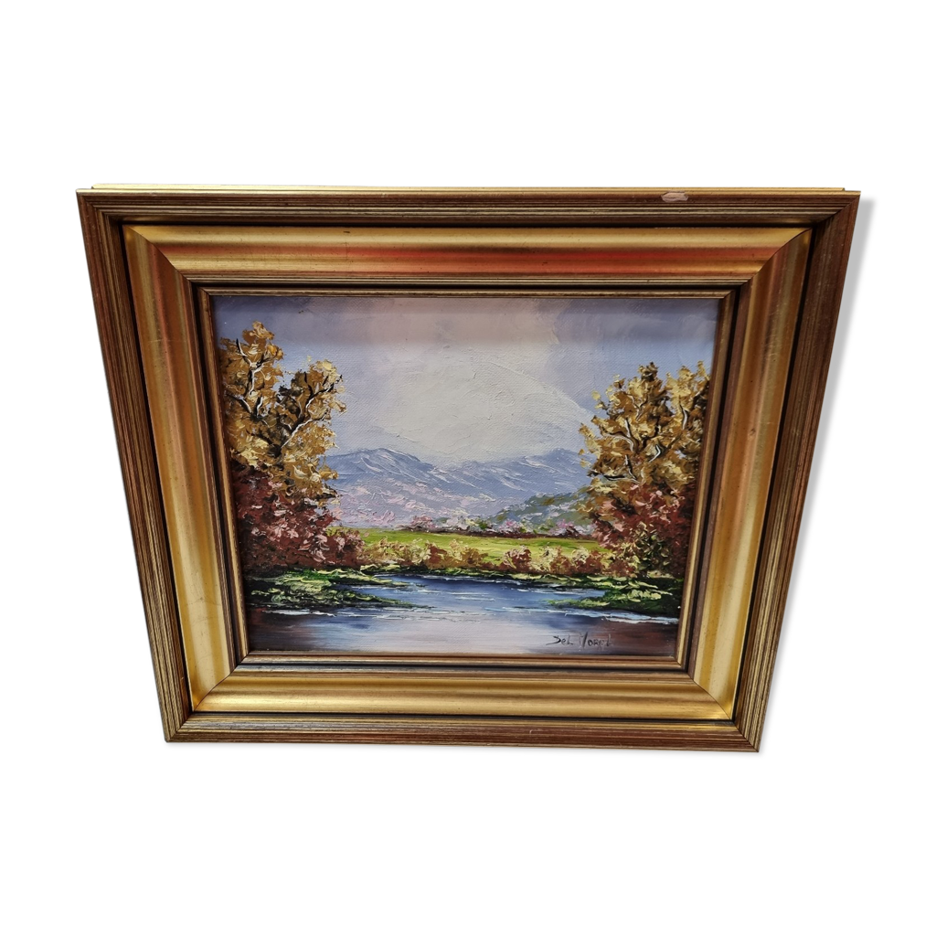 Peinture paysage de montagne de Isabelle Del Moral | Selency