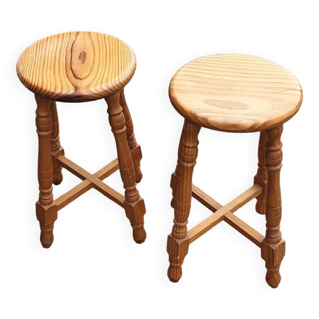 Paire de tabourets pin massif | Selency