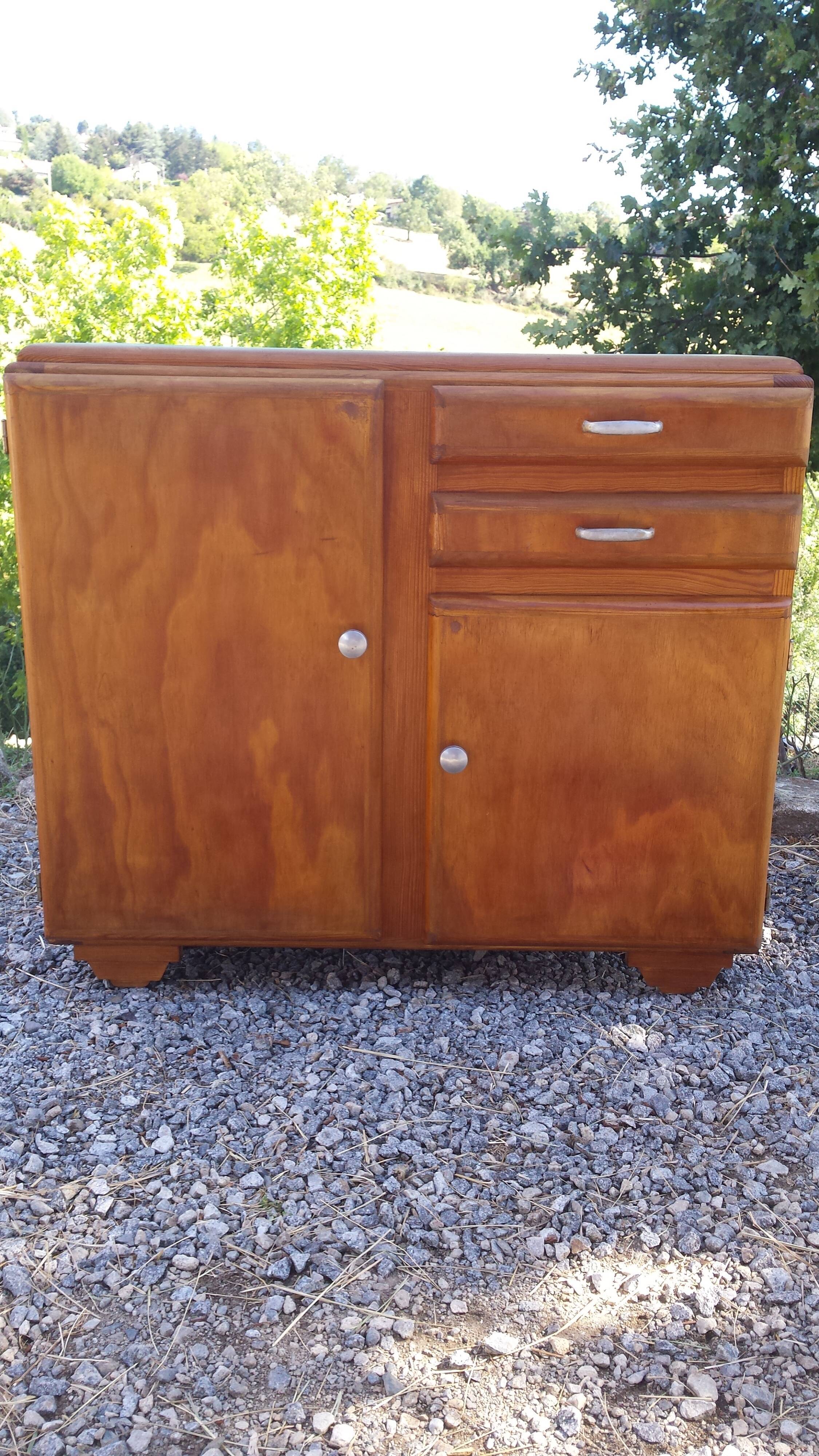 Buffet mado bas, bois et balatum vert | Selency