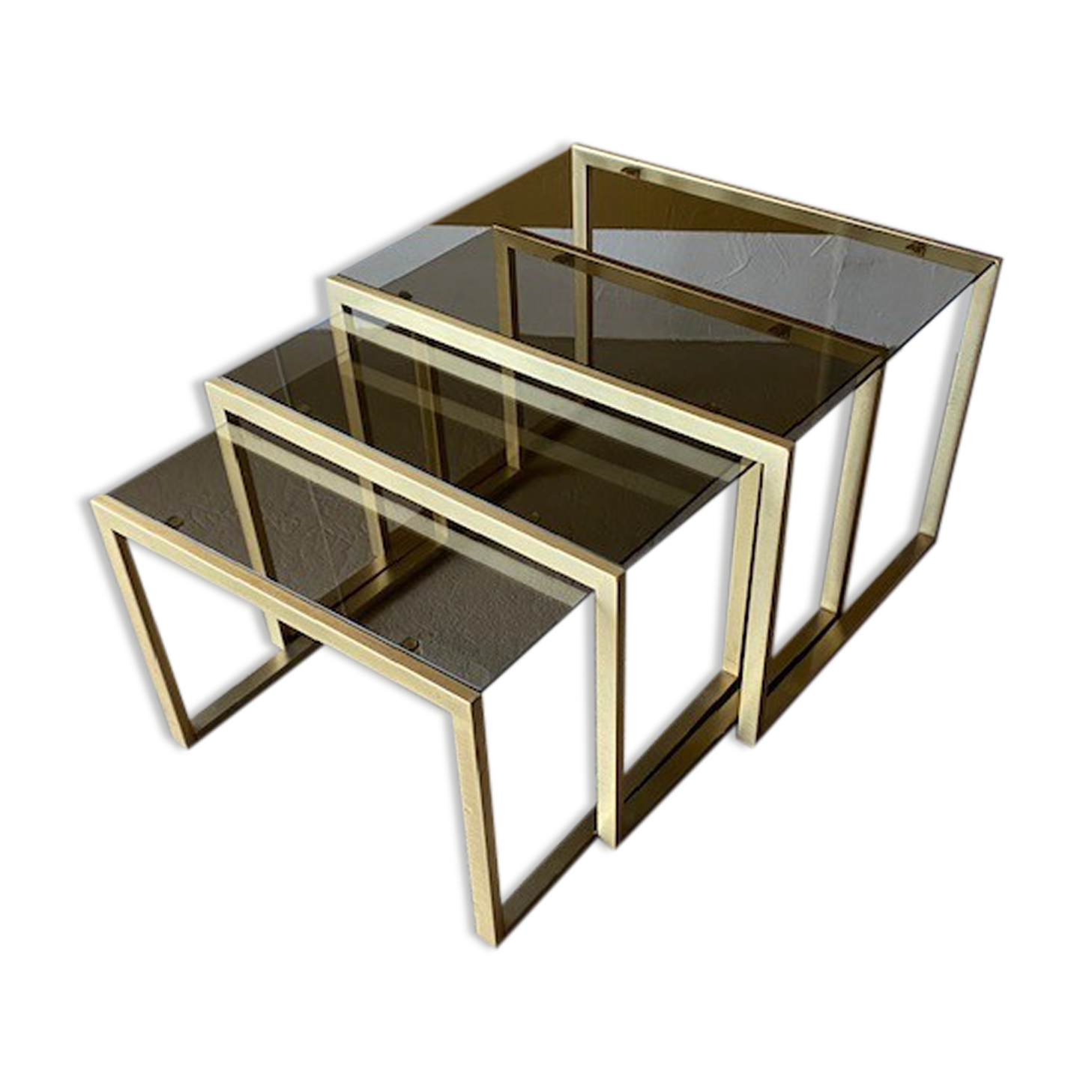 Tables gigognes doré mat vintage 80s | Selency