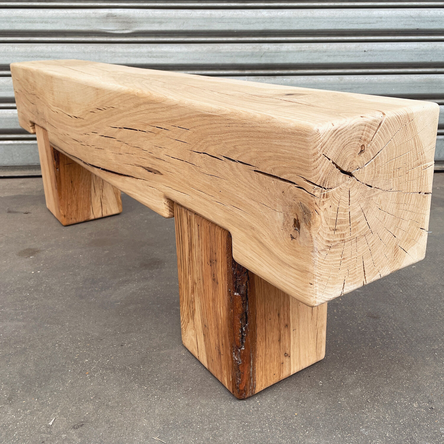 Banc en bois ancienne poutre de chêne massif | Selency