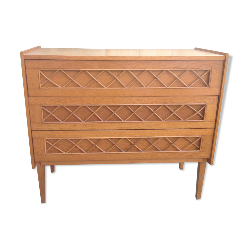 Commode bois rotin vintage | Selency