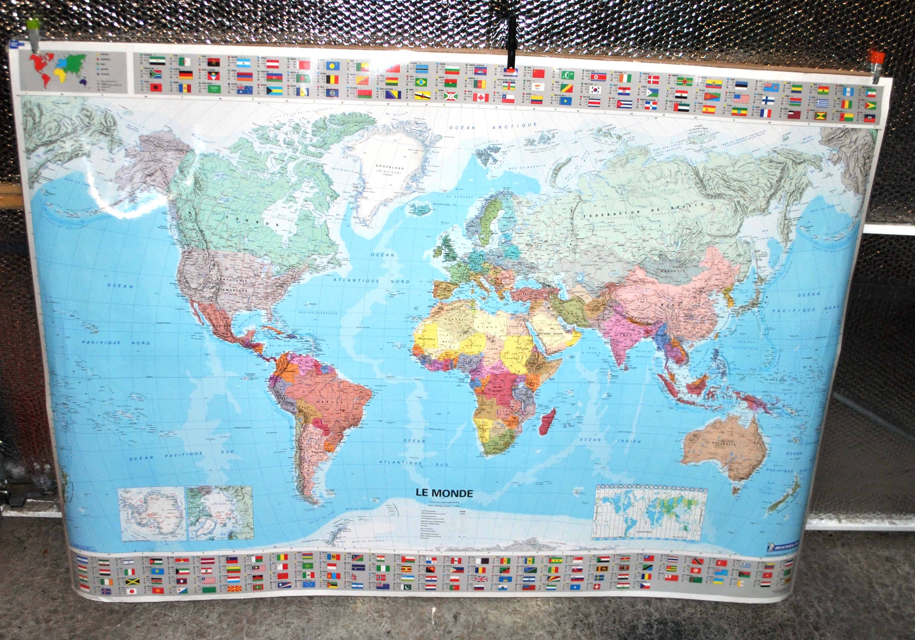 Large map of the world - Michelin laminated Planisphere poster n°902 ...